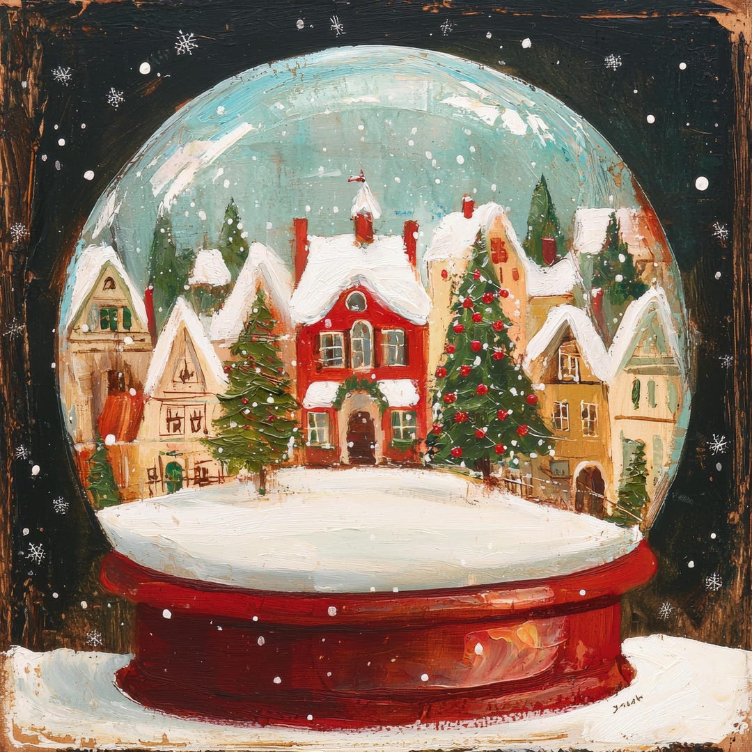 Christmas Snow Globe Digital Art Print | Festive Winter Village Scene ...