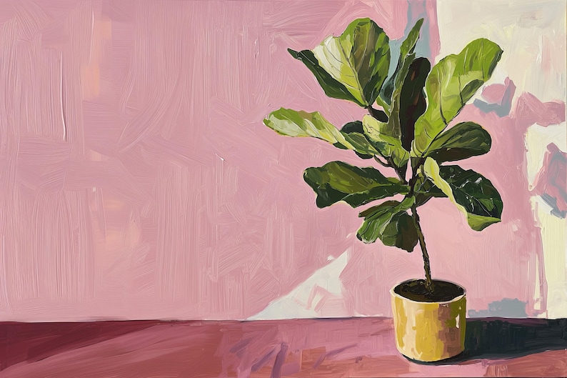 Fiddle Leaf Fig Plant Digital Art Print | Modern Botanical Wall Decor ...
