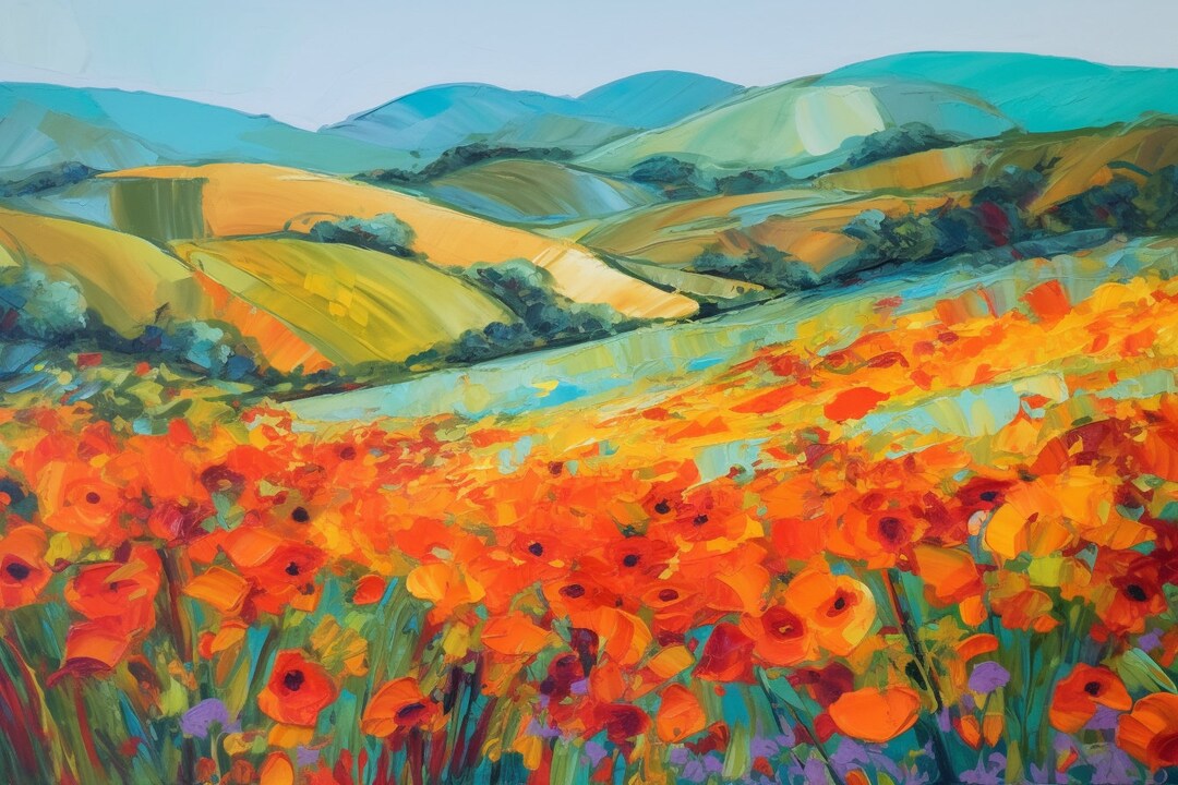 California Poppies Landscape Abstract Art Print | California Superbloom ...