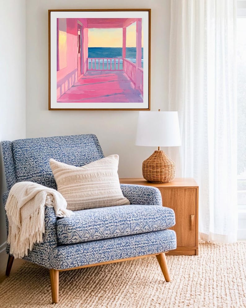 Pink Beach Sunset Art Print: Dreamy Coastal View (digital Download) - Etsy