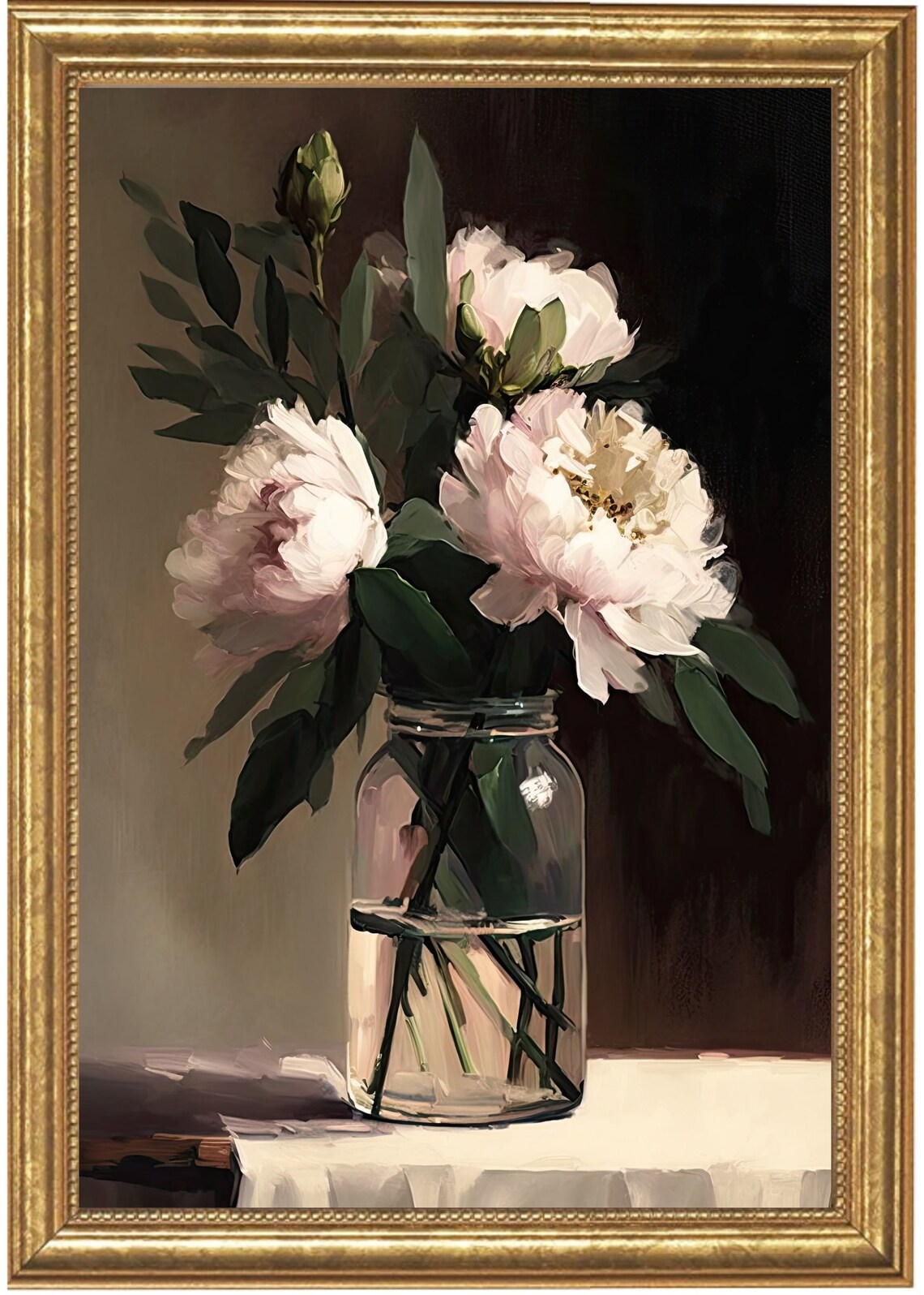 Abstract Peonies Still Life Art Print: Impressionist Floral Painting ...