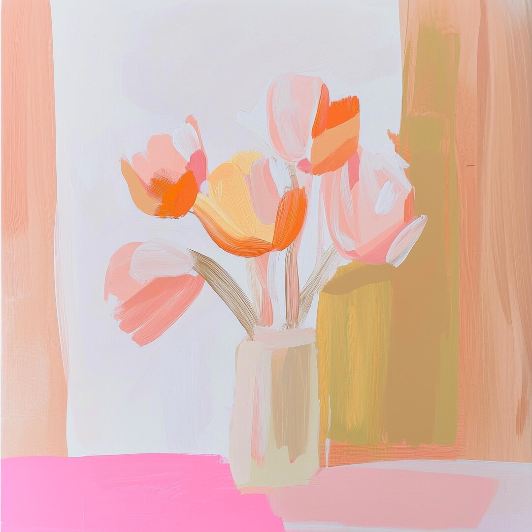 Modern Abstract Tulip Digital Art Print | Minimalist Floral Wall Décor ...