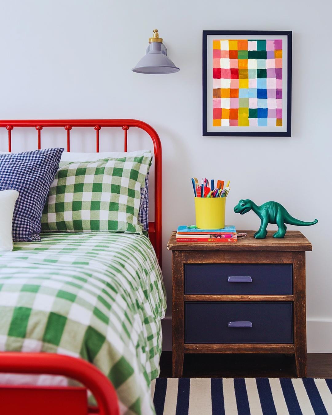 Gingham Abstract Art Print: Modern Colorful Geometric Wall Art (digital ...