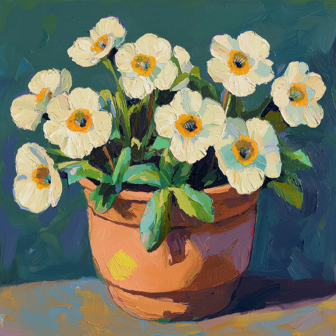 Moody Primrose Digital Art Print | Cottagecore Wall Decor | Vintage ...