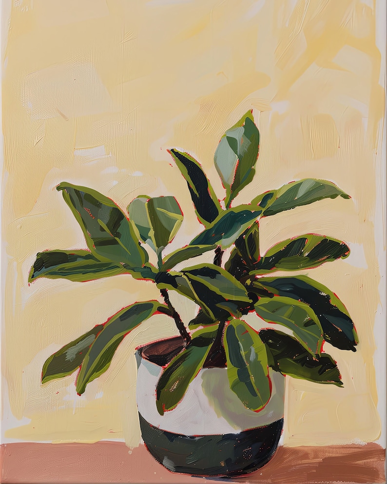 Painting of a Houseplant in Pot Abstract Botanical Artwork House Plant ...