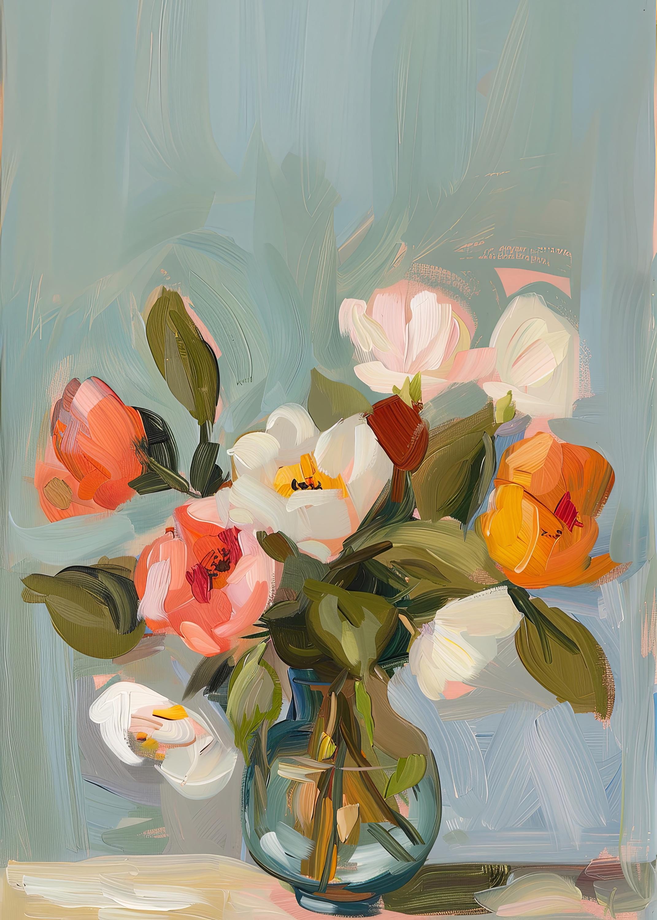 Acrylic Painting of Flowers in a Vase | Floral Art Print | Floral ...
