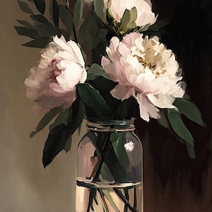 Abstract Peonies Art Print | Still Life Art Print | Abstract Painting ...