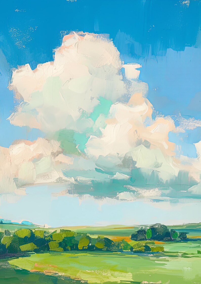 Abstract Cloud Landscape Art Print | Abstract Art | Impressionist Art ...