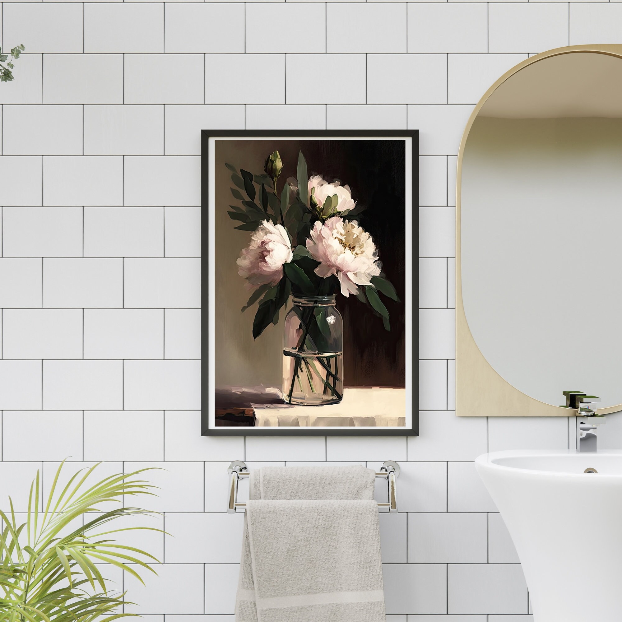 Abstract Peonies Still Life Art Print: Impressionist Floral Painting ...