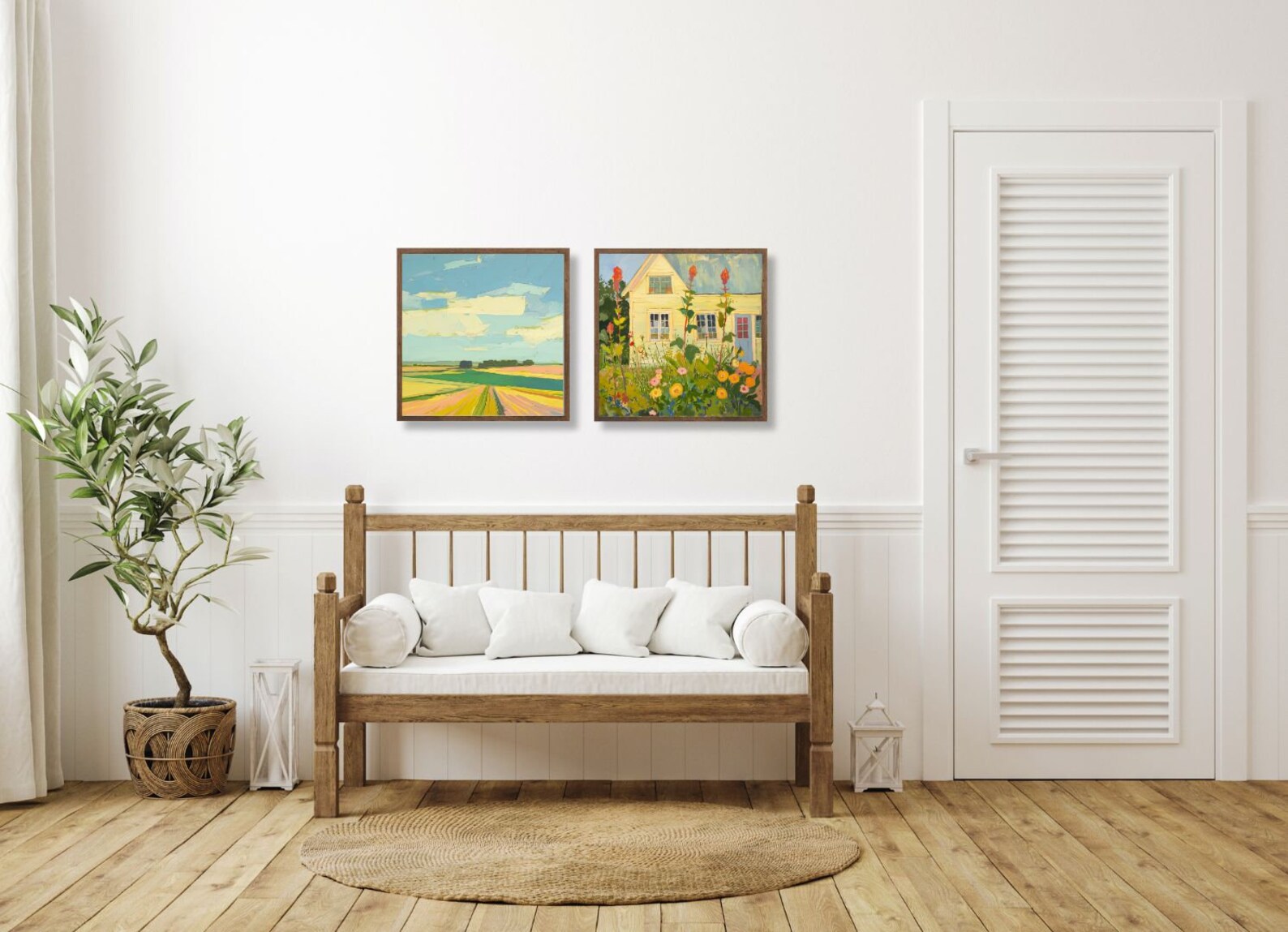 Abstract Farm Landscape Art Print: Impressionist Field Painting ...