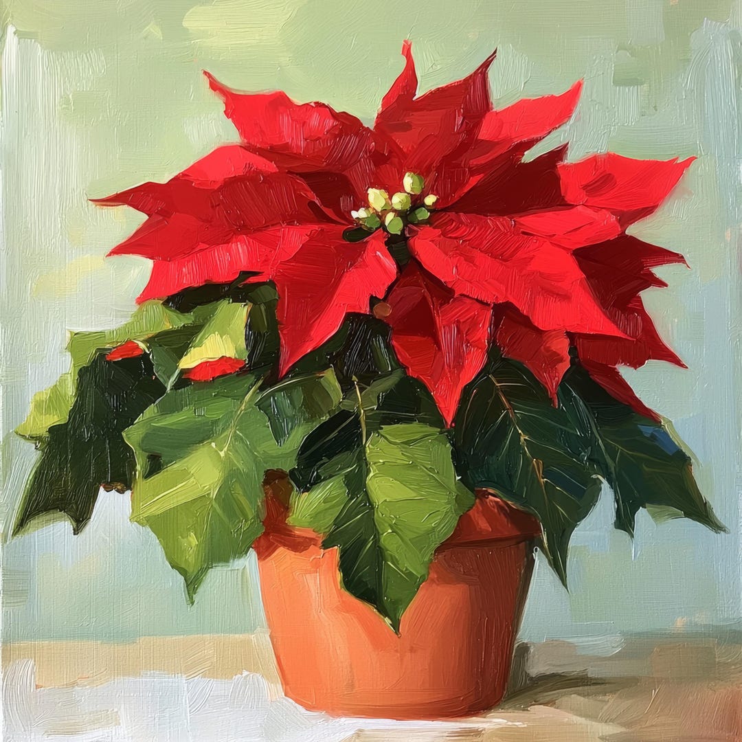 Christmas Poinsettia Art Print: Festive Holiday Decor (digital Art) - Etsy