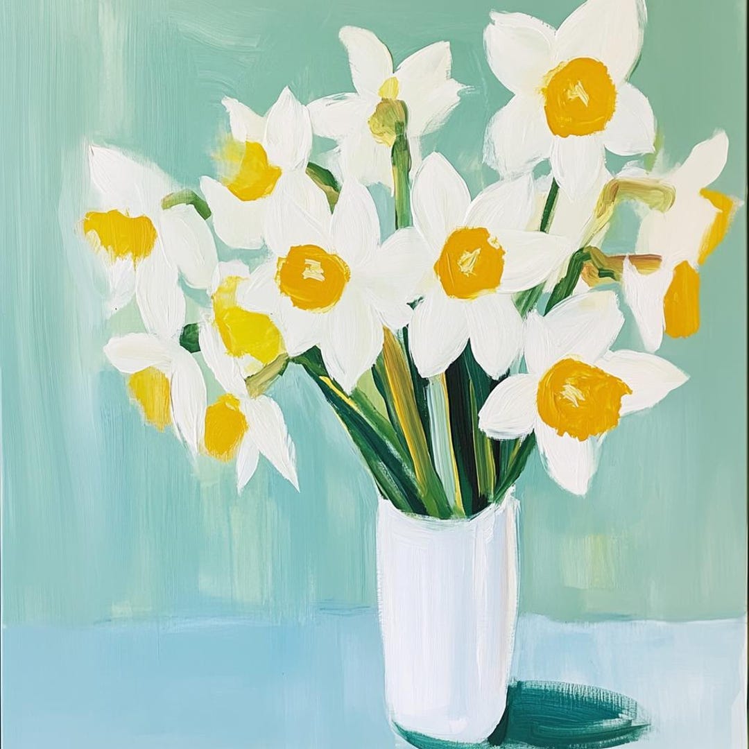 Bright Daffodil Art Print | Spring Floral Digital Download | Modern ...