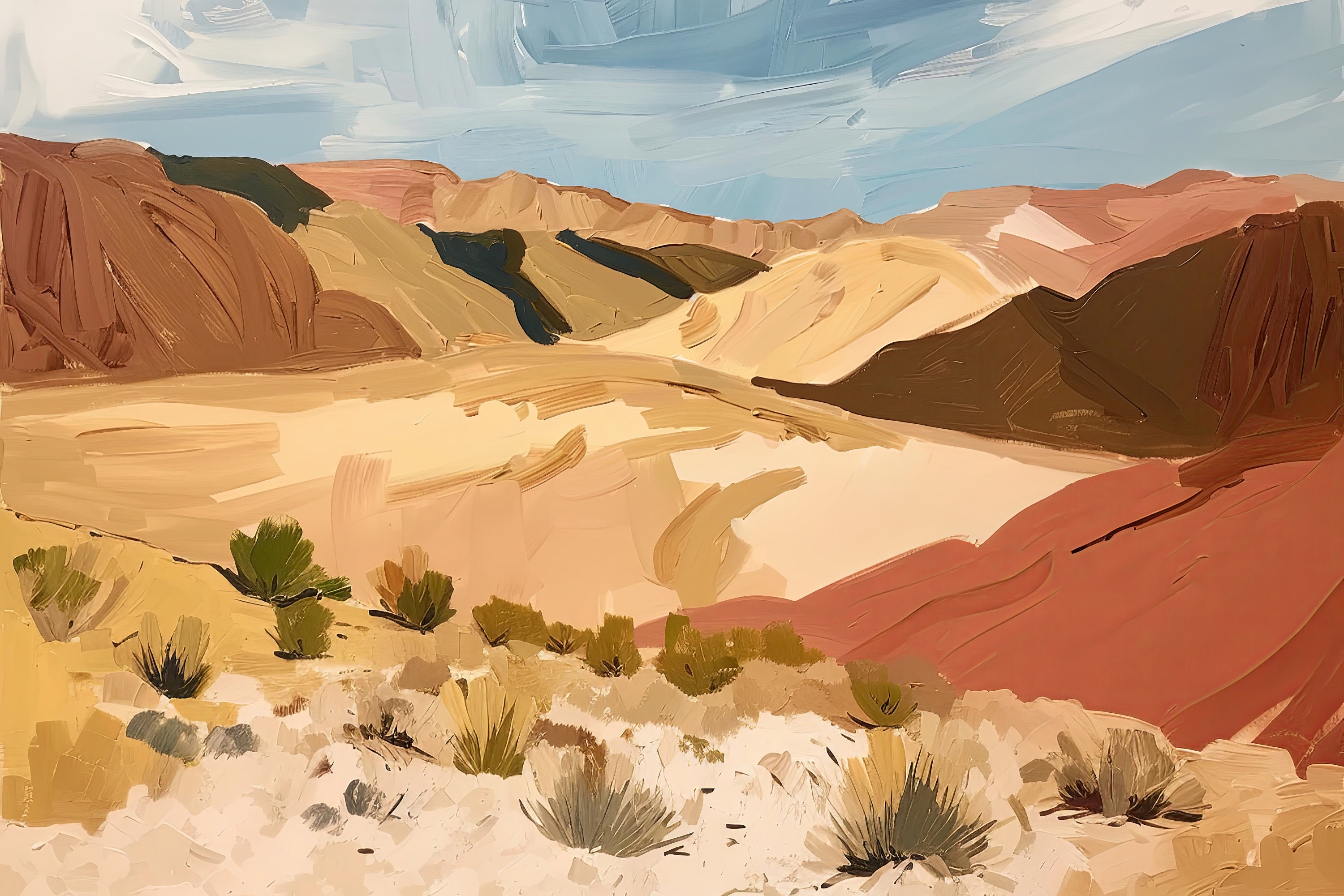 Desert Landscape Painting: Abstract Impressionist Art Print (digital ...