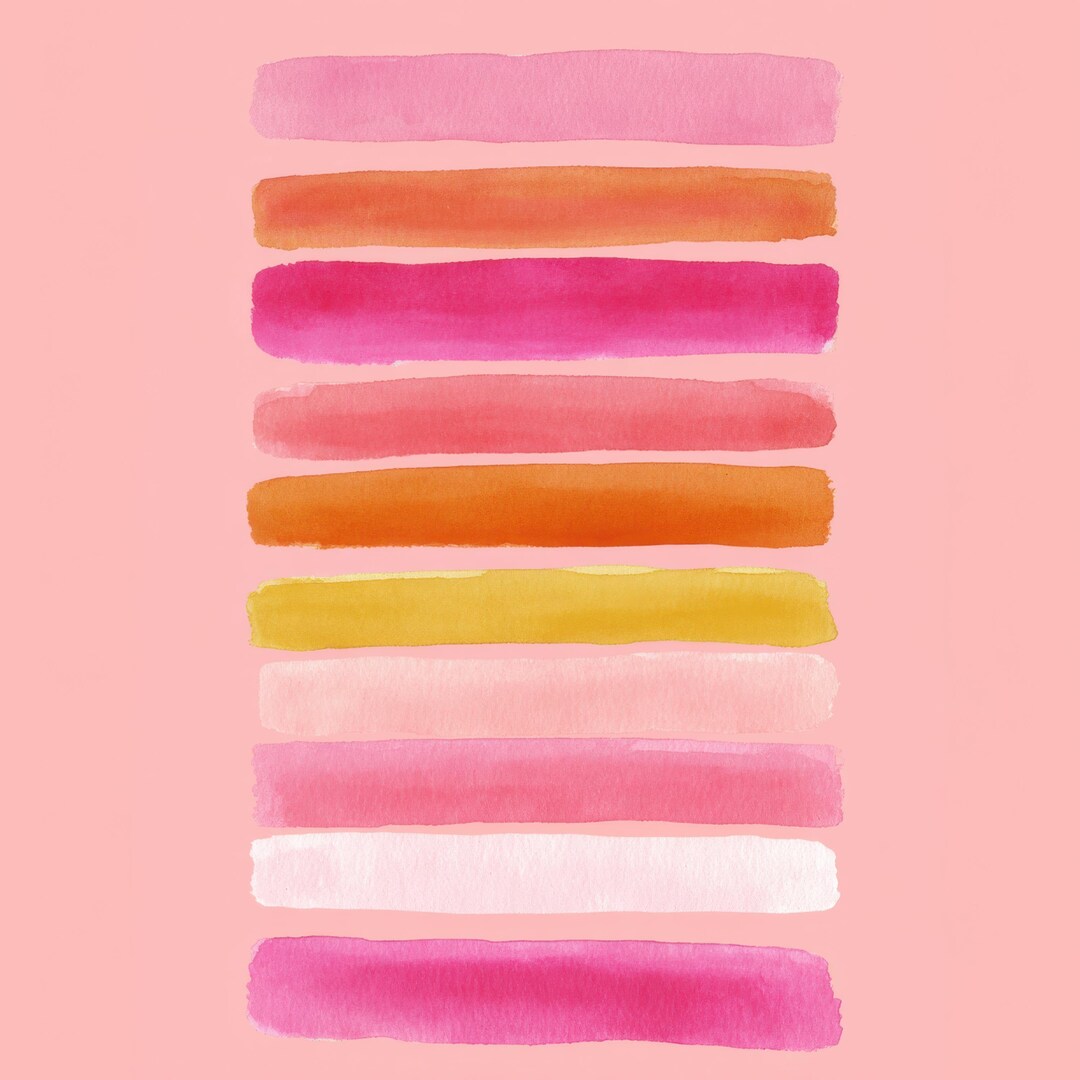 Pink Watercolor Stripes Art Print: Modern Abstract Wall Decor (digital ...