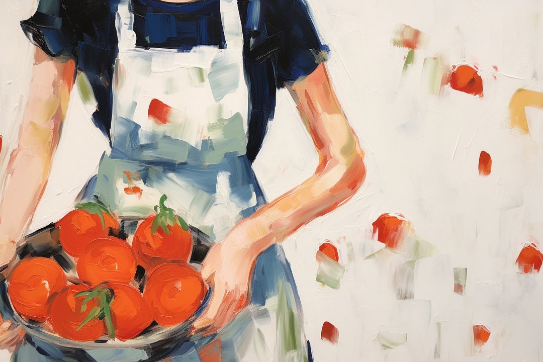 Abstract Painting of a Chef With Tomatoes | Tomato Girl Summer | Tomato ...
