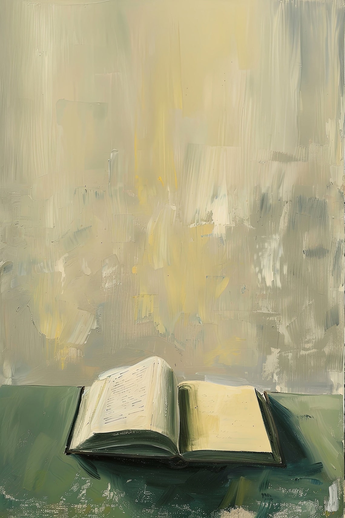 Still Life of an Open Book Antique Art Print Book Art Book Painting ...