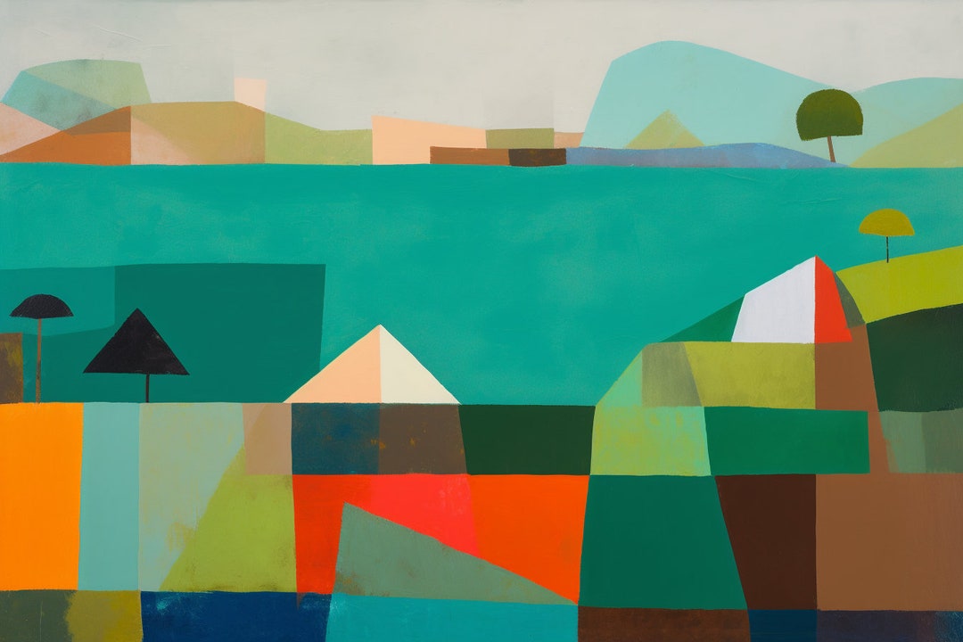 Abstract Seaside Landscape Art Print Abstract Art Colorblock Art ...