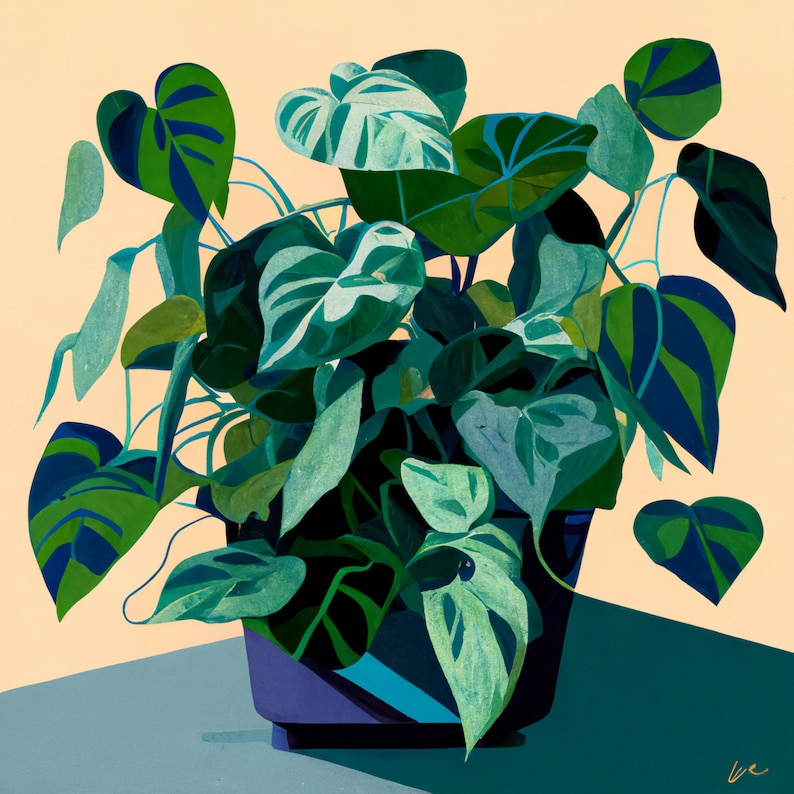 Abstract Pothos Art Print | Abstract Botanical Artwork | House Plant ...