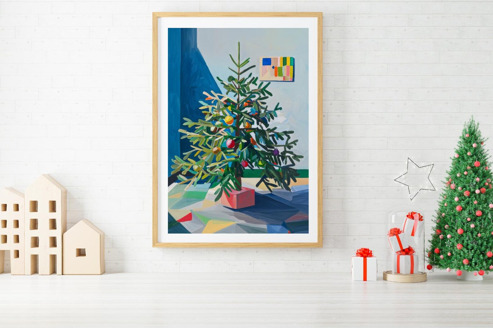 Modern Christmas Tree Digital Art Print | Minimalist Holiday Wall Art ...