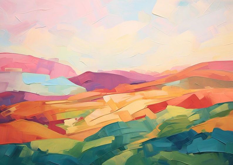 Abstract Landscape Art Print Rainbow Art Impressionist Art Abstract ...