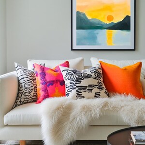 Modern Sunset Landscape Art Print | Abstract Mountain Wall Art | Sunset ...