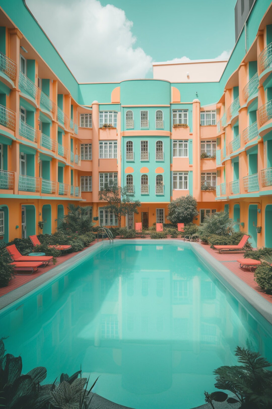 Retro Midcentury Hotel Pool Art Print | Midcentury Art | California Art ...