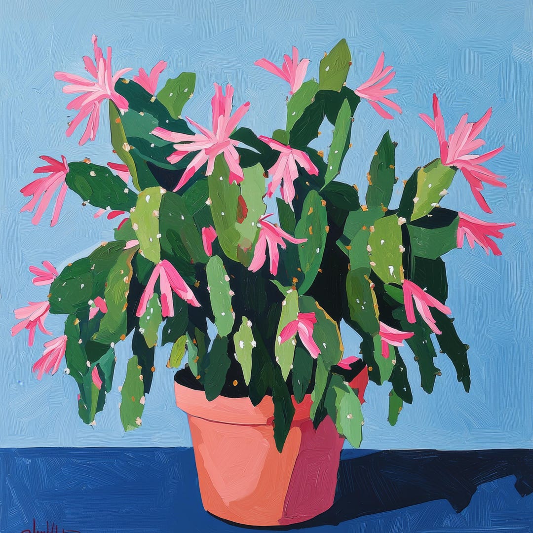 Christmas Cactus Digital Art Print | Festive Holiday Succulent Wall ...
