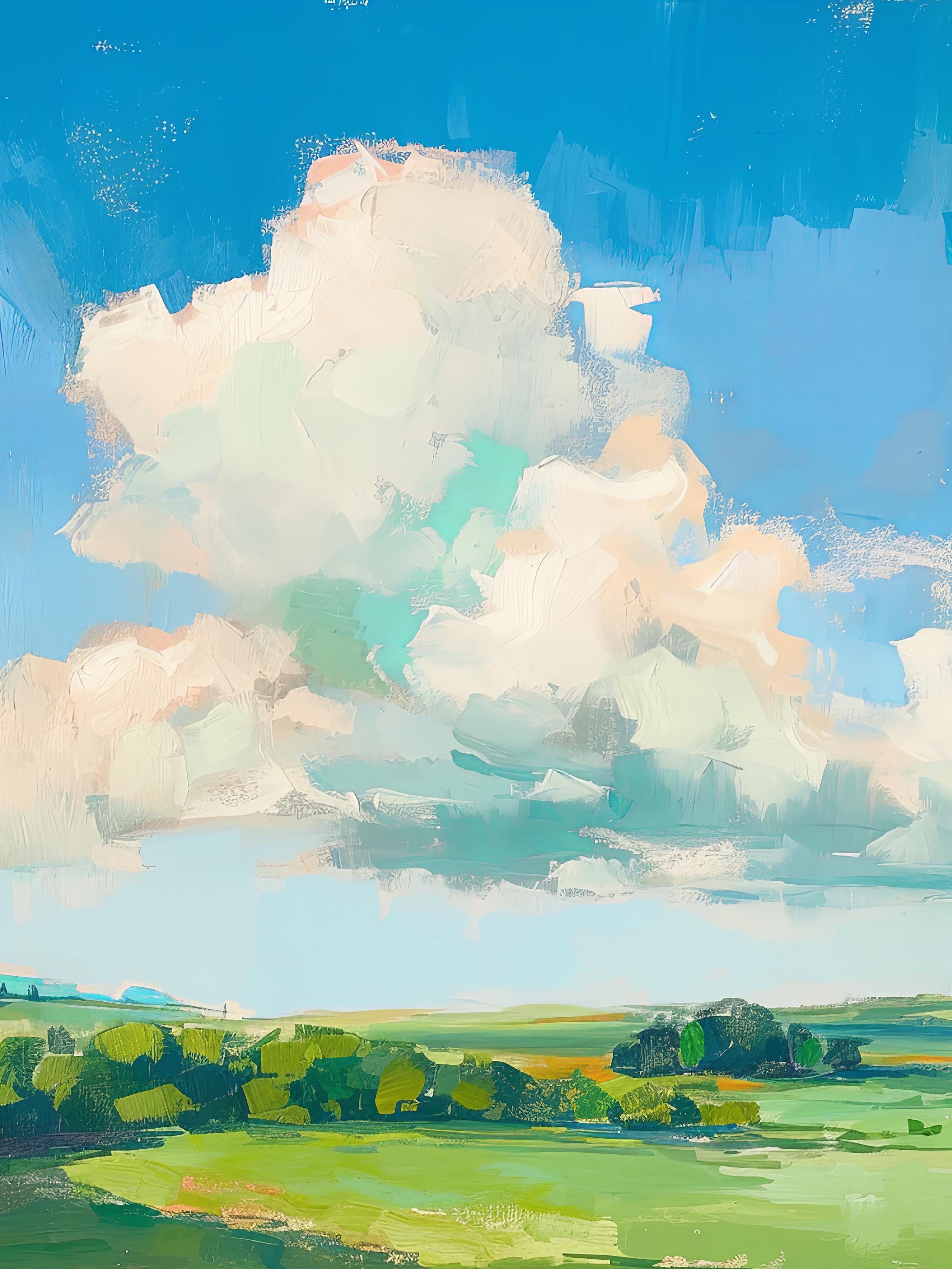 Abstract Cloud Landscape Art Print | Abstract Art | Impressionist Art ...