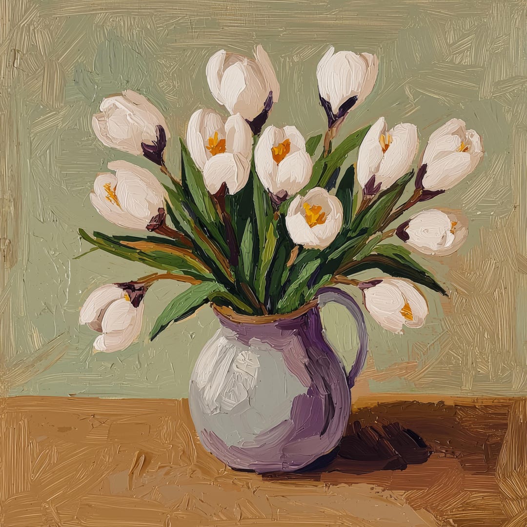 Crocus Flower Art Print: Rustic Spring Floral Still Life (digital ...