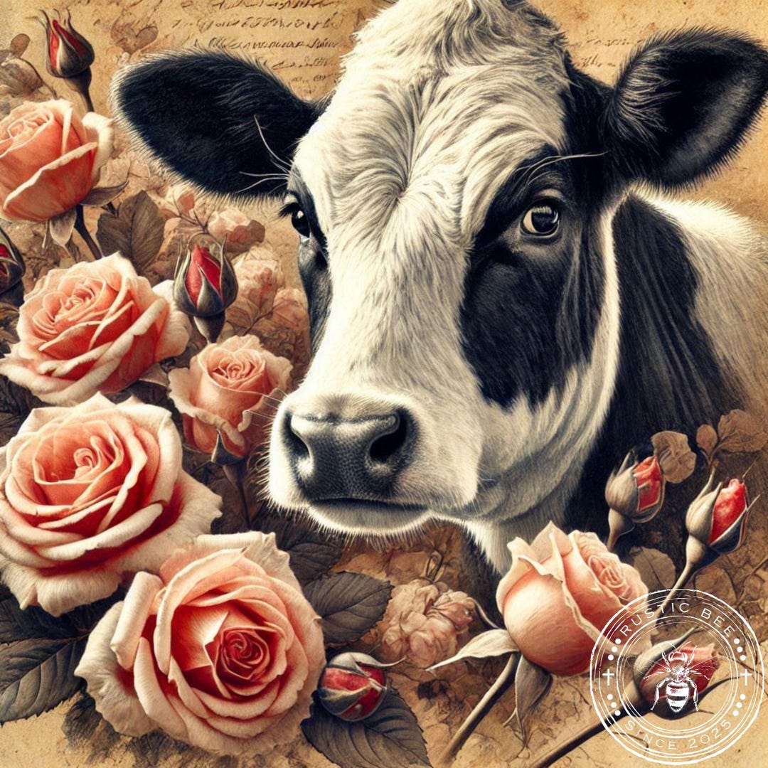 7sq Holstein and Roses 8.5x8.5" Downloadable Printable - Etsy