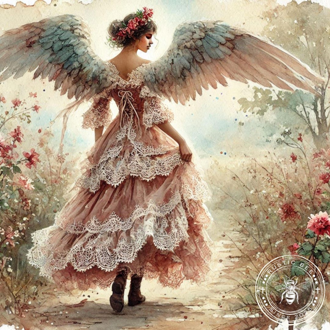 2 Sq Rustic Pink Angel 8x8" Downloadable Printable - Etsy