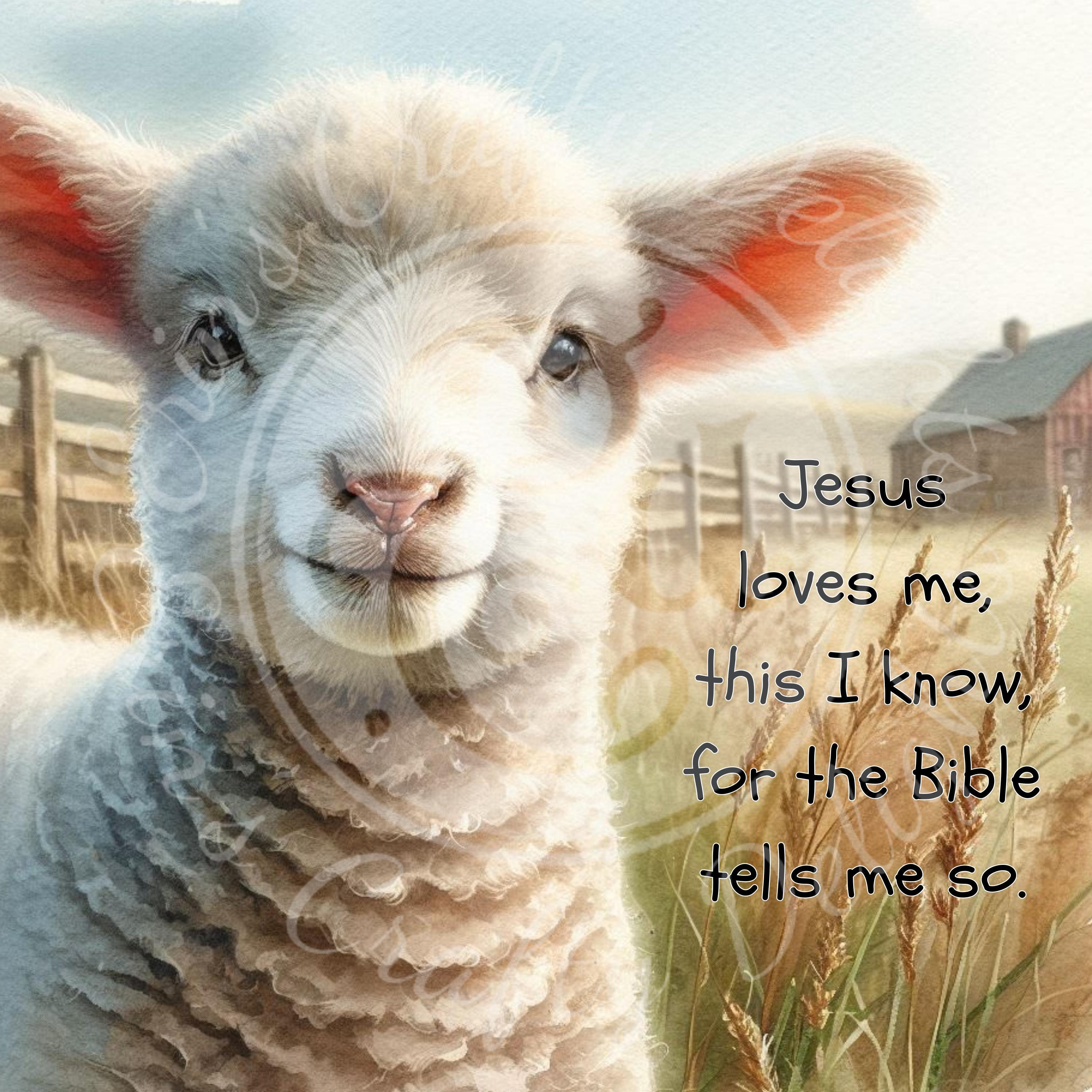 Inspirational Lamb Printable Jesus Loves Me - Etsy