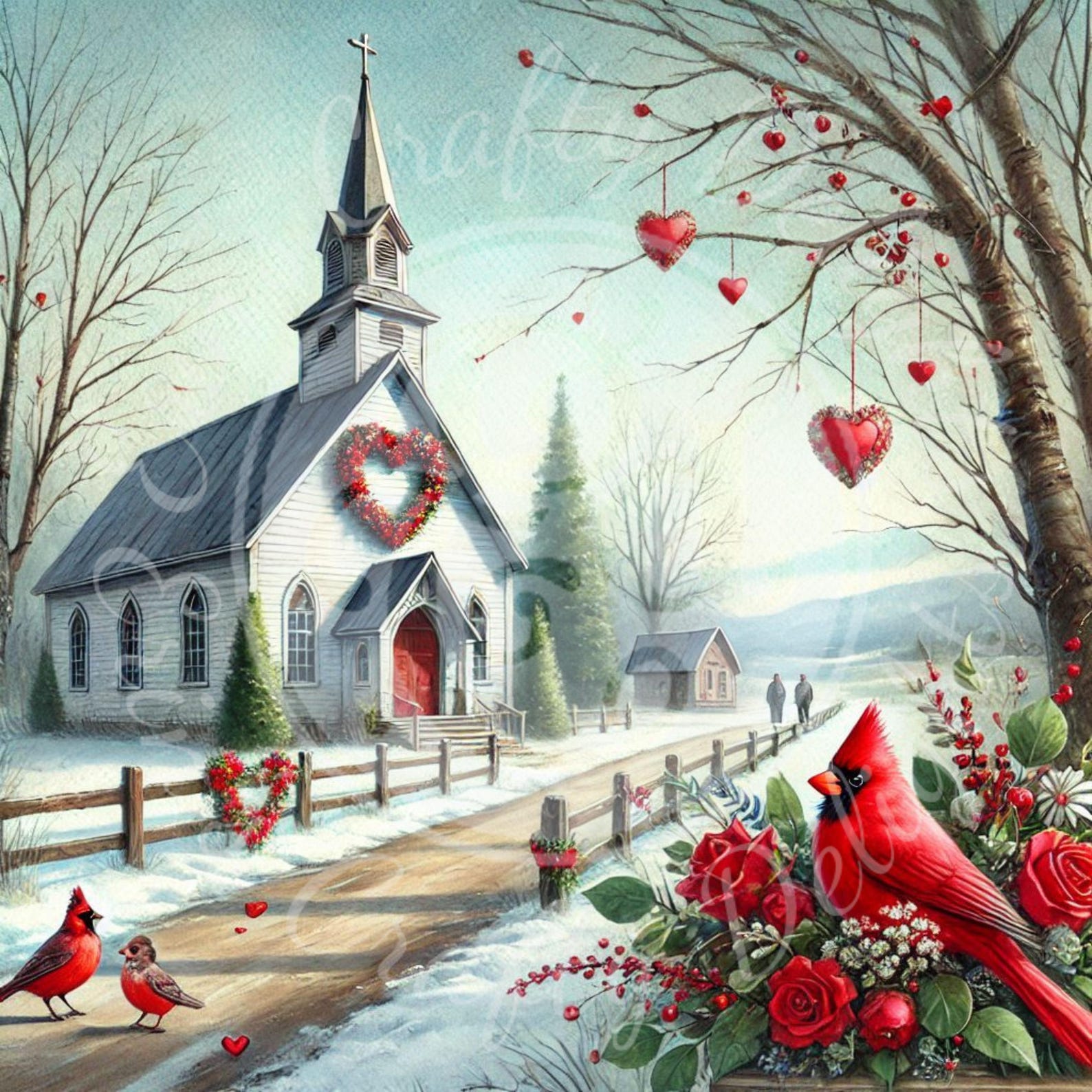 3 Valentine's Day Church - Etsy