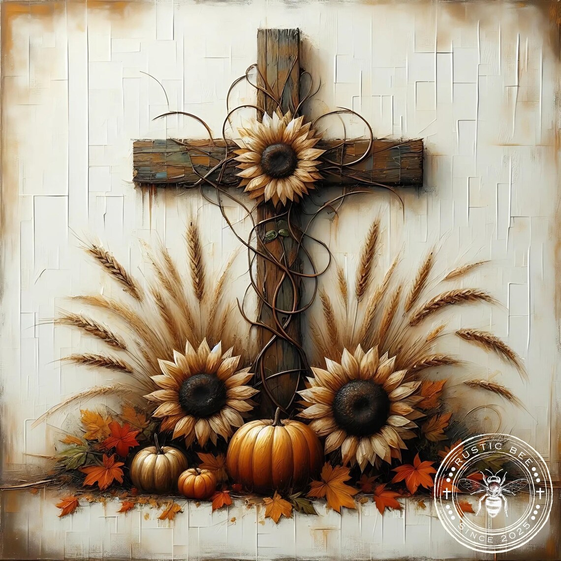 2 Sq Fall Textured Cross 8x8" Downloadable Printable - Etsy