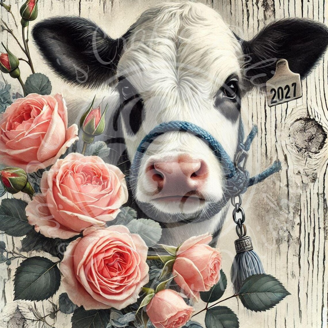 1 Holstein and Roses - Etsy