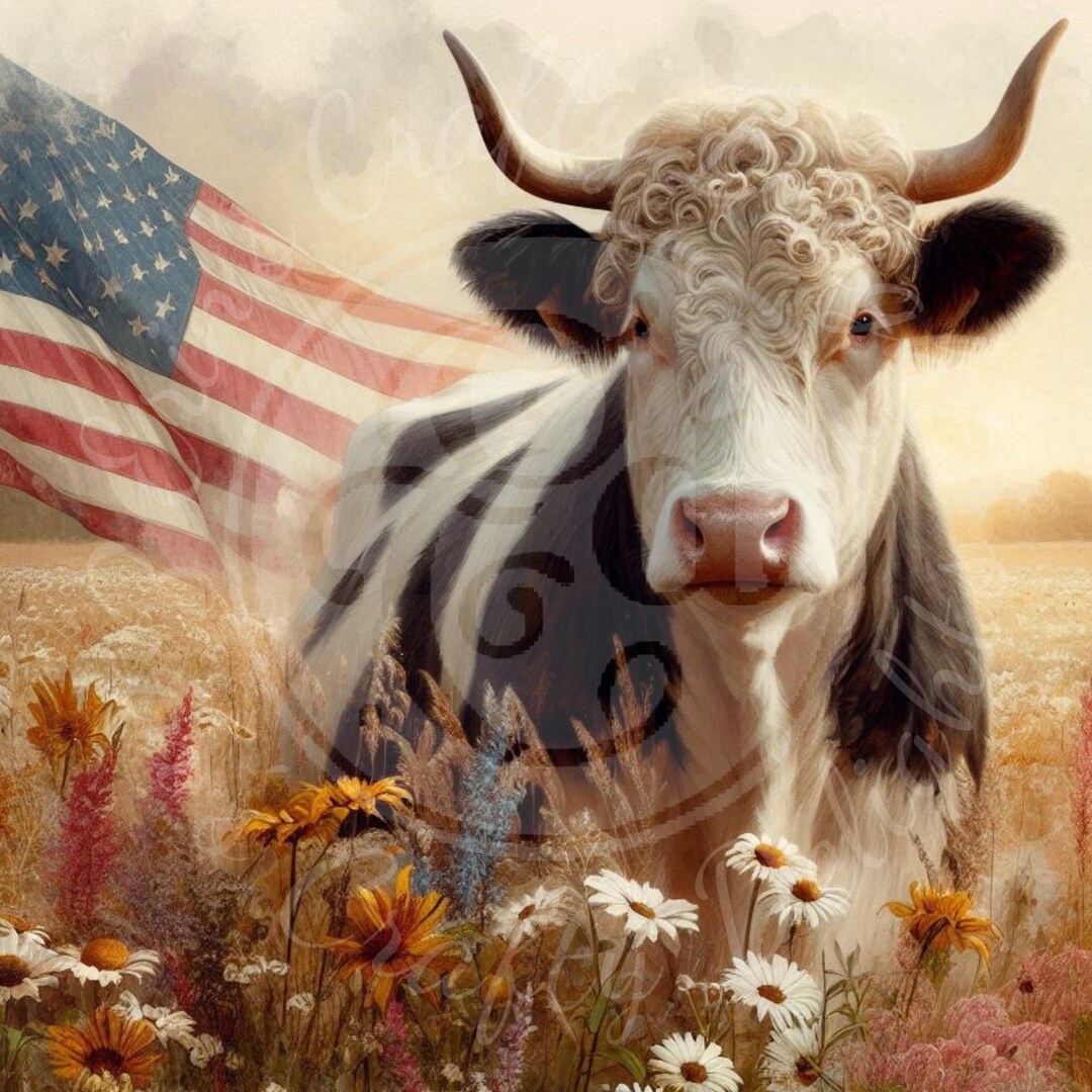 5 Sq Patriotic Freedom Bull Square 8x8" Downloadable Printable - Etsy