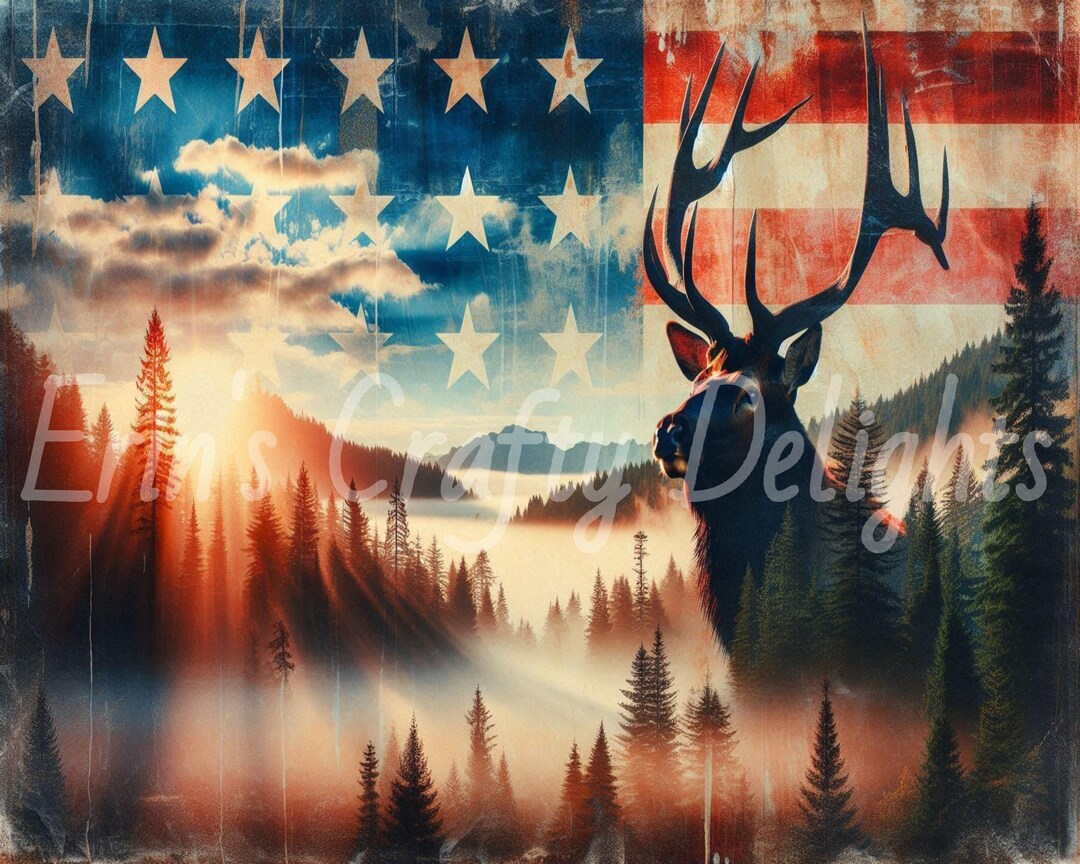8 American Flag Elk Printable - Etsy