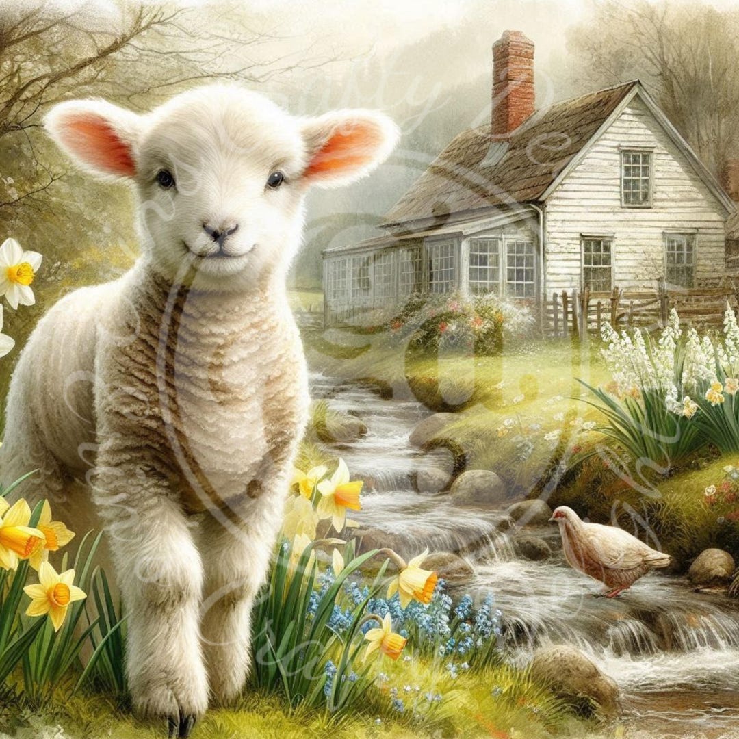 5 Spring Lamb With Farmhouse - Etsy