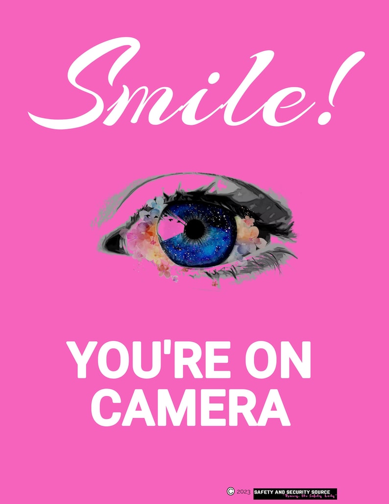 Smile You’re on Camera Printable | Eye Surveillance Warning Sign | Glam ...