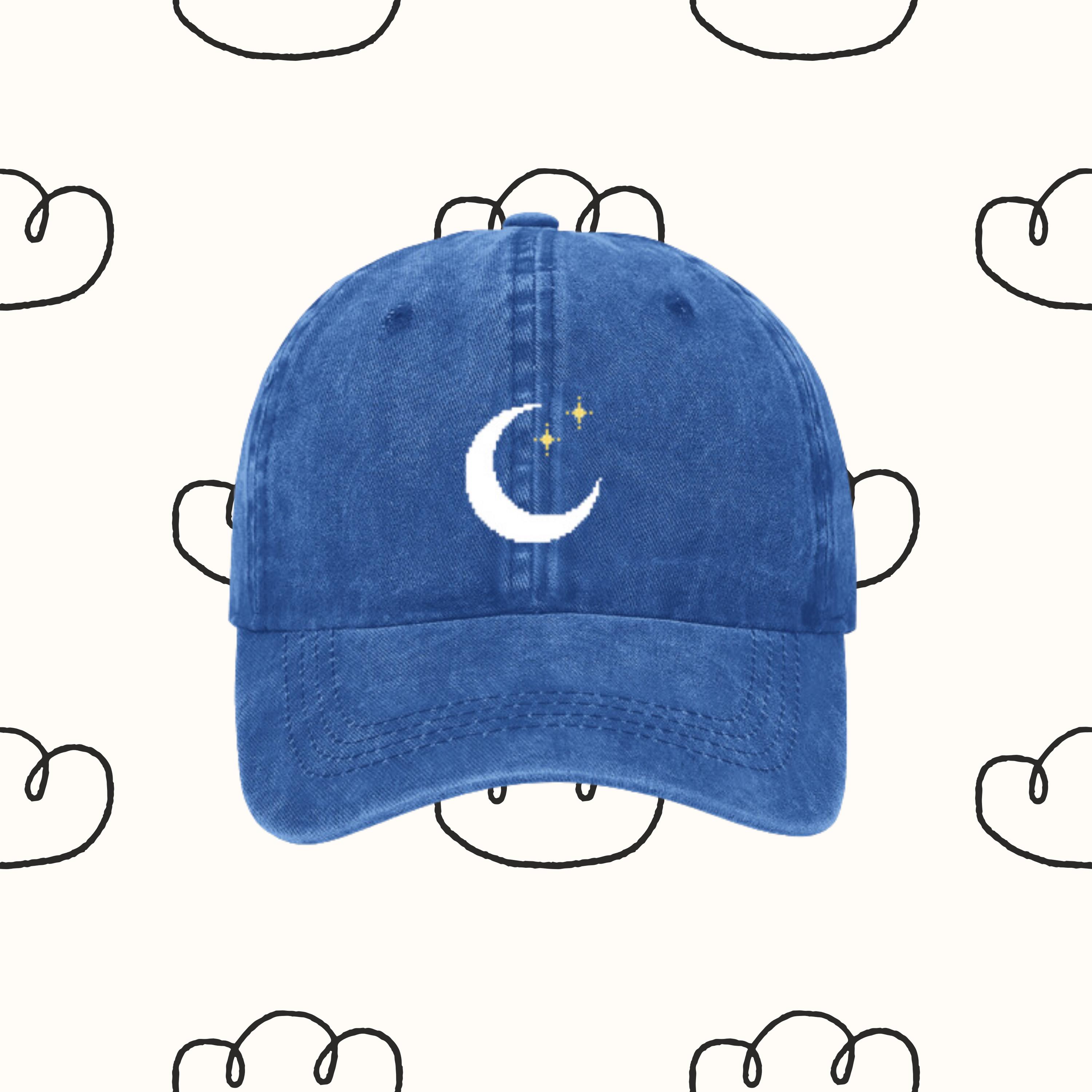 Moon Star Hat Retro Style Pixelated Style Star Hat Baseball Cap Retro ...