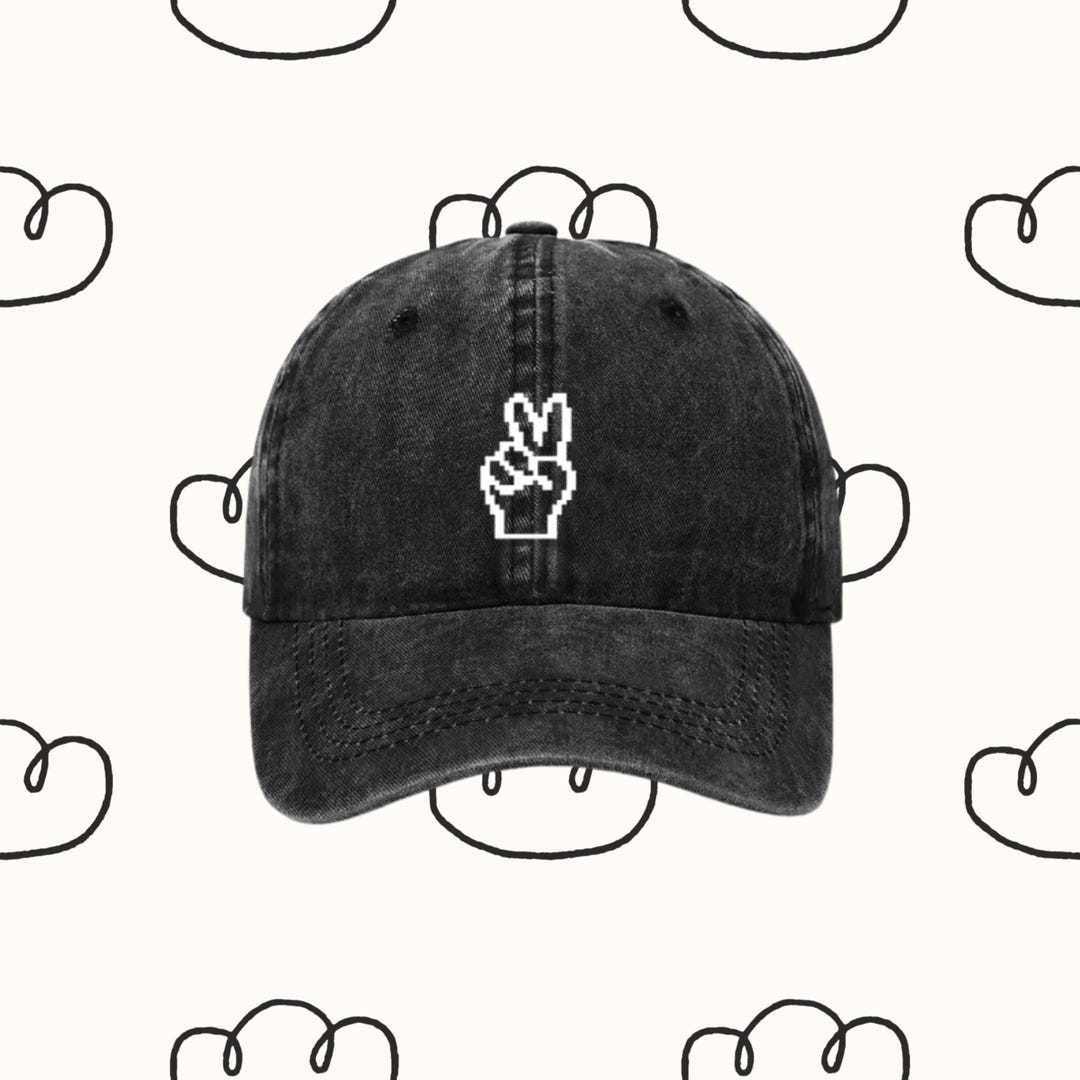 Peace Sign Hat | Retro Style | Pixelated Style Peace Hat | Baseball Cap ...