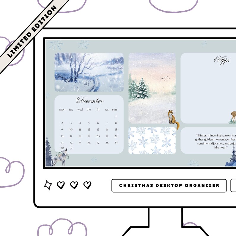 Desktop Organizer Christmas Wallpaper Edition Cute Winter December ...