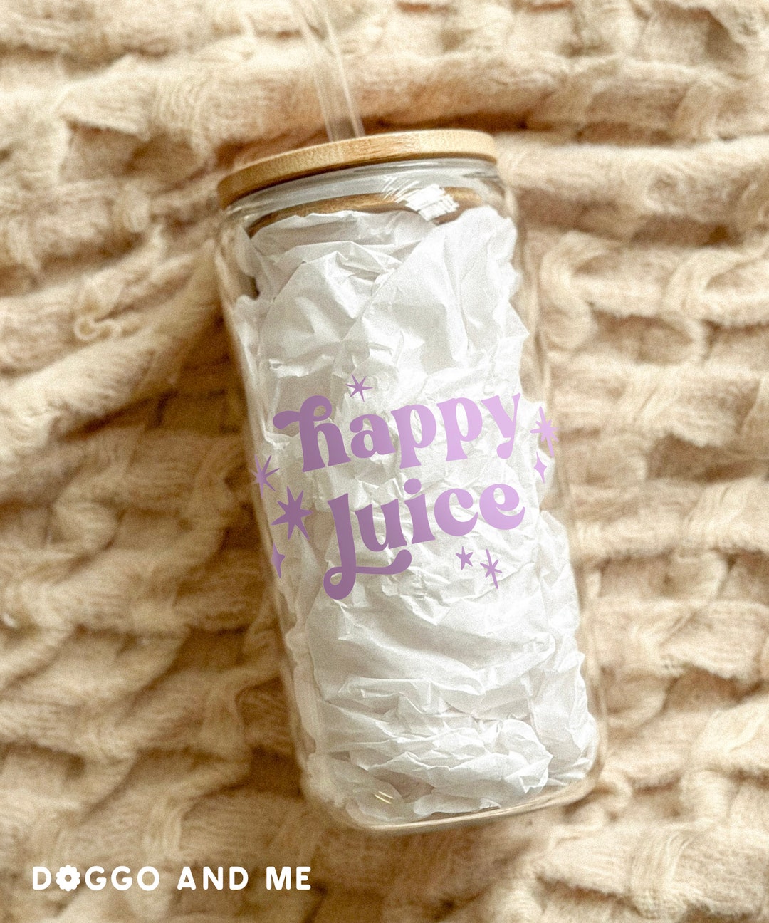 Happy Juice Glass Cup With Bamboo Lid and Straw | Libbey Beer Glass Can ...