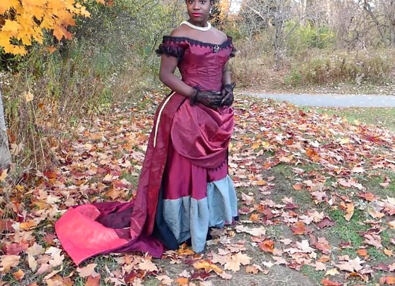 Late Victorian Crimson Bustle Gown - Etsy