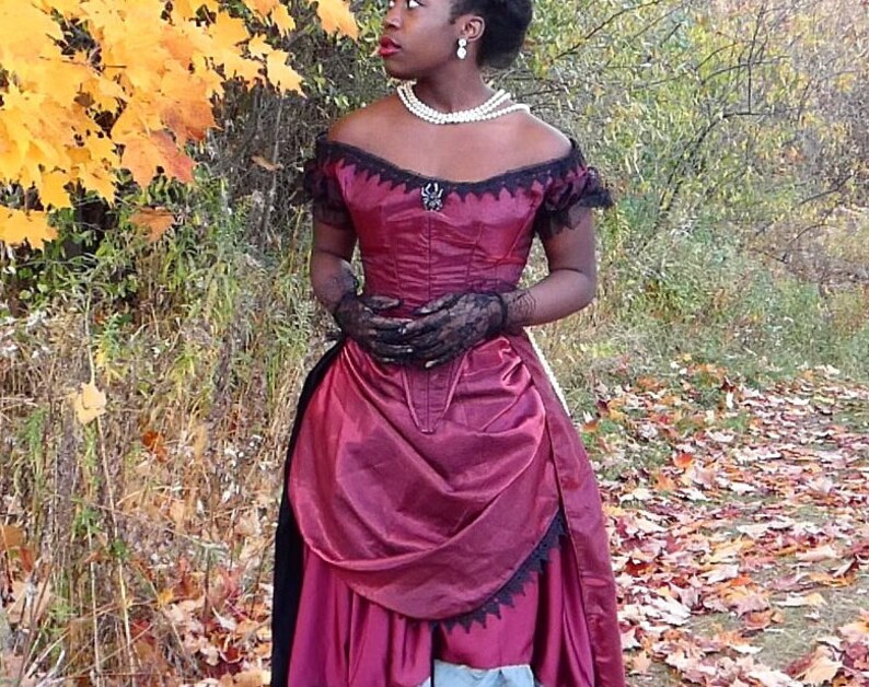 Late Victorian Crimson Bustle Gown - Etsy