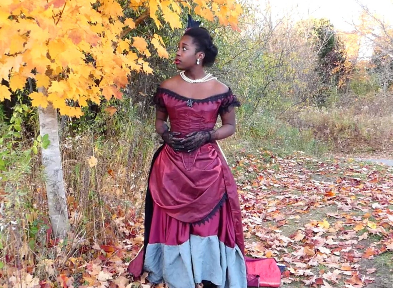 Late Victorian Crimson Bustle Gown - Etsy