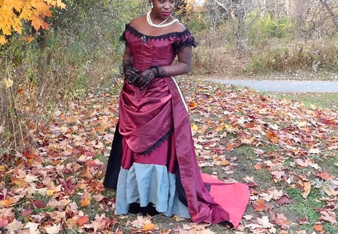 Late Victorian Crimson Bustle Gown - Etsy