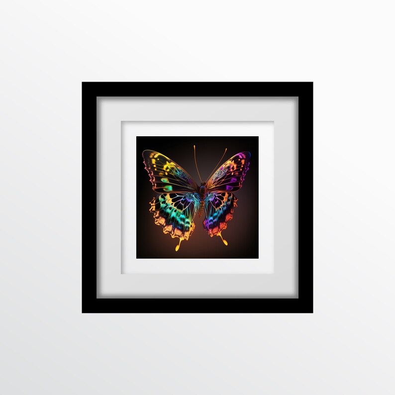 Digitally Created Neon Butterfly Print., Digital Print, Instant ...