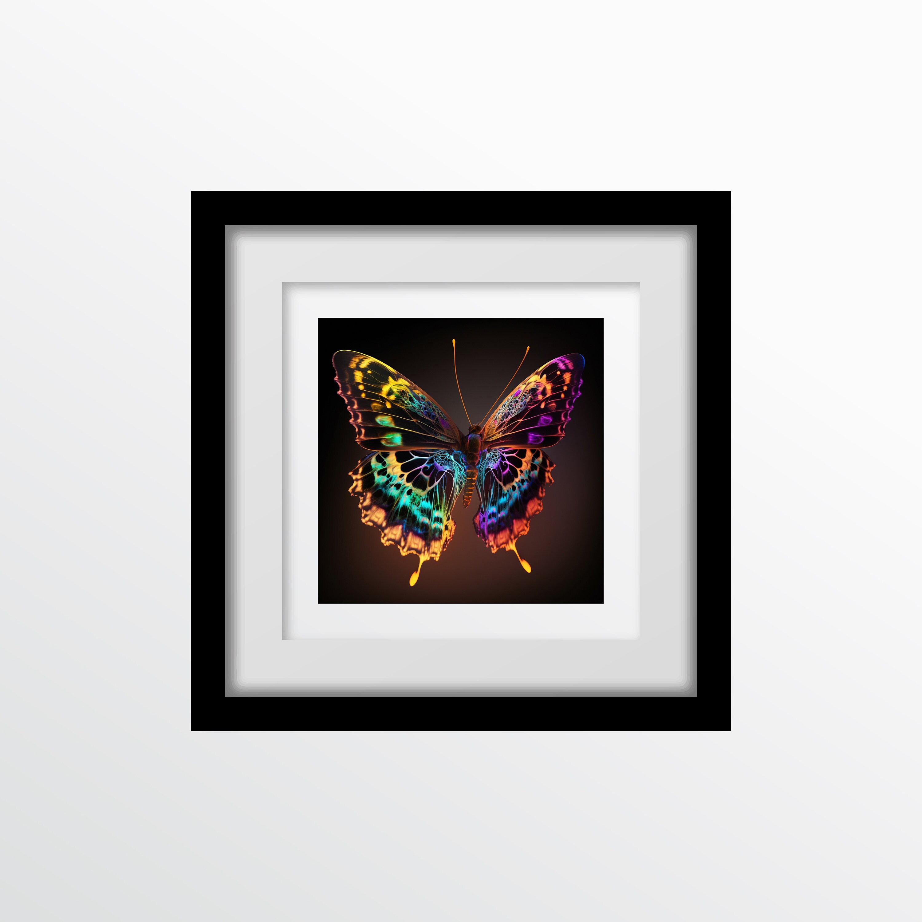 Digitally Created Neon Butterfly Print., Digital Print, Instant ...
