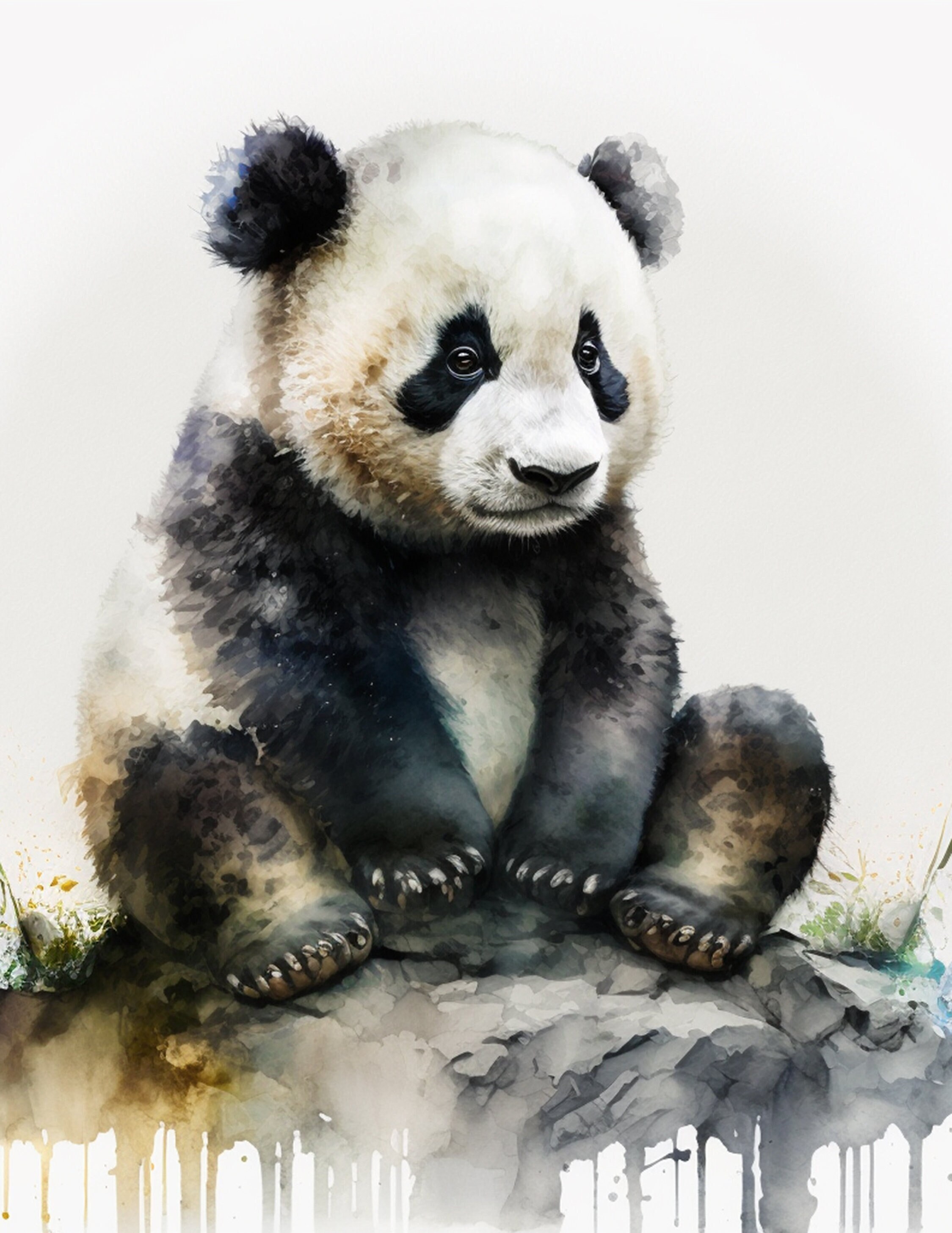 Giant Panda Cub Digital Watercolor Print, Digital Print, Instant ...